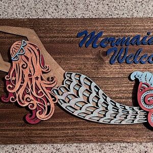 Mermaids Welcome Sign | Mermaid Art | Self Supporting | Detailed ...