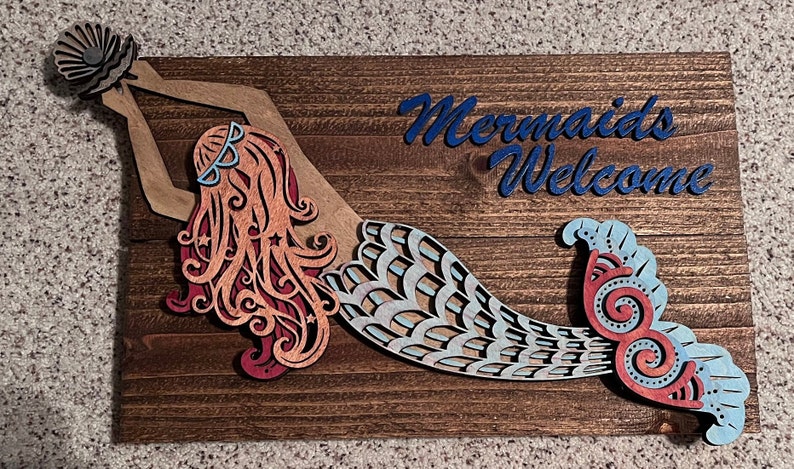 Mermaids Welcome Sign | Mermaid Art | Self Supporting | Detailed ...