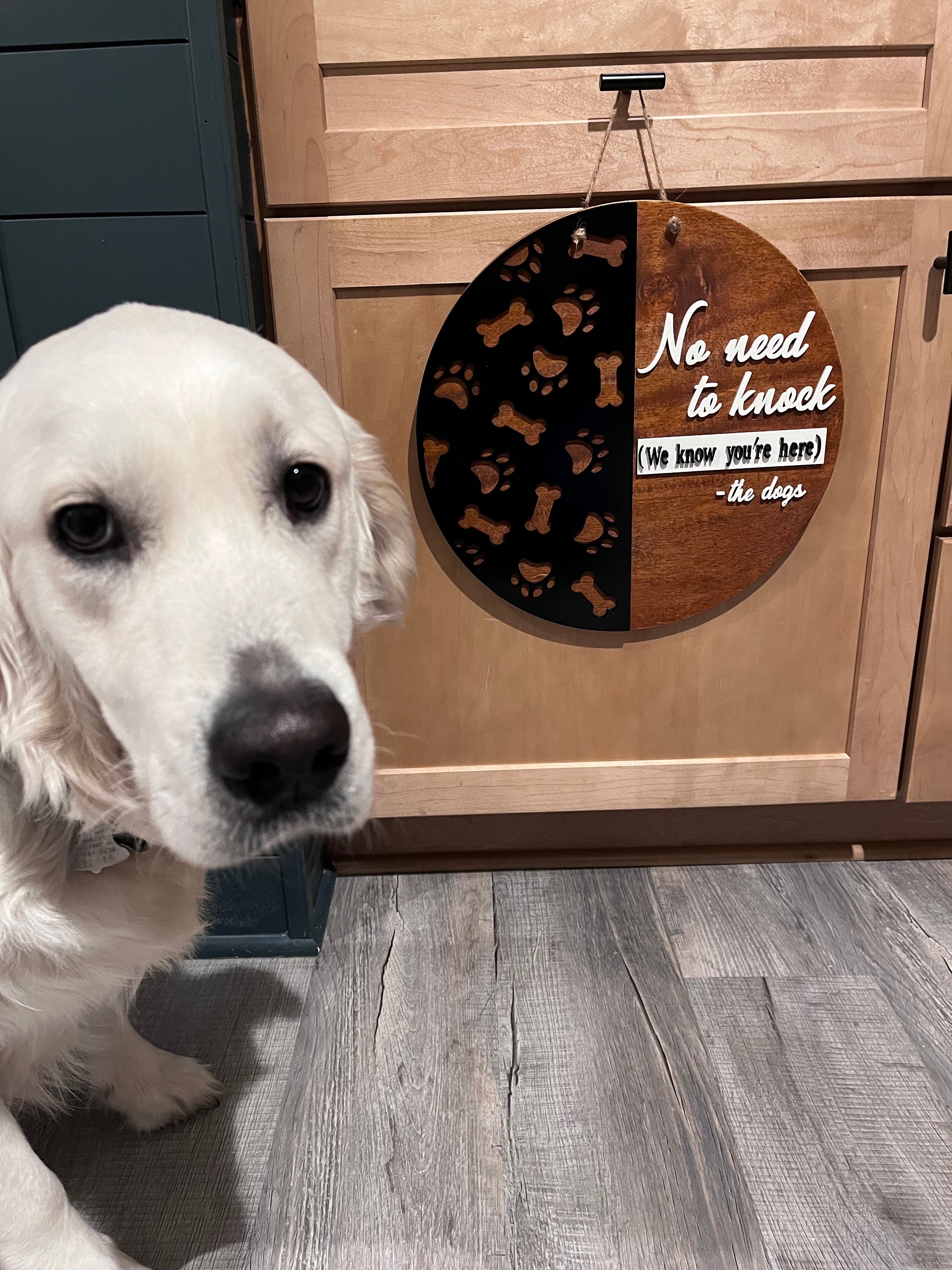 Dog Door Sign, No Need to Knock We Know Your Here, Door Hanger, Pet ...