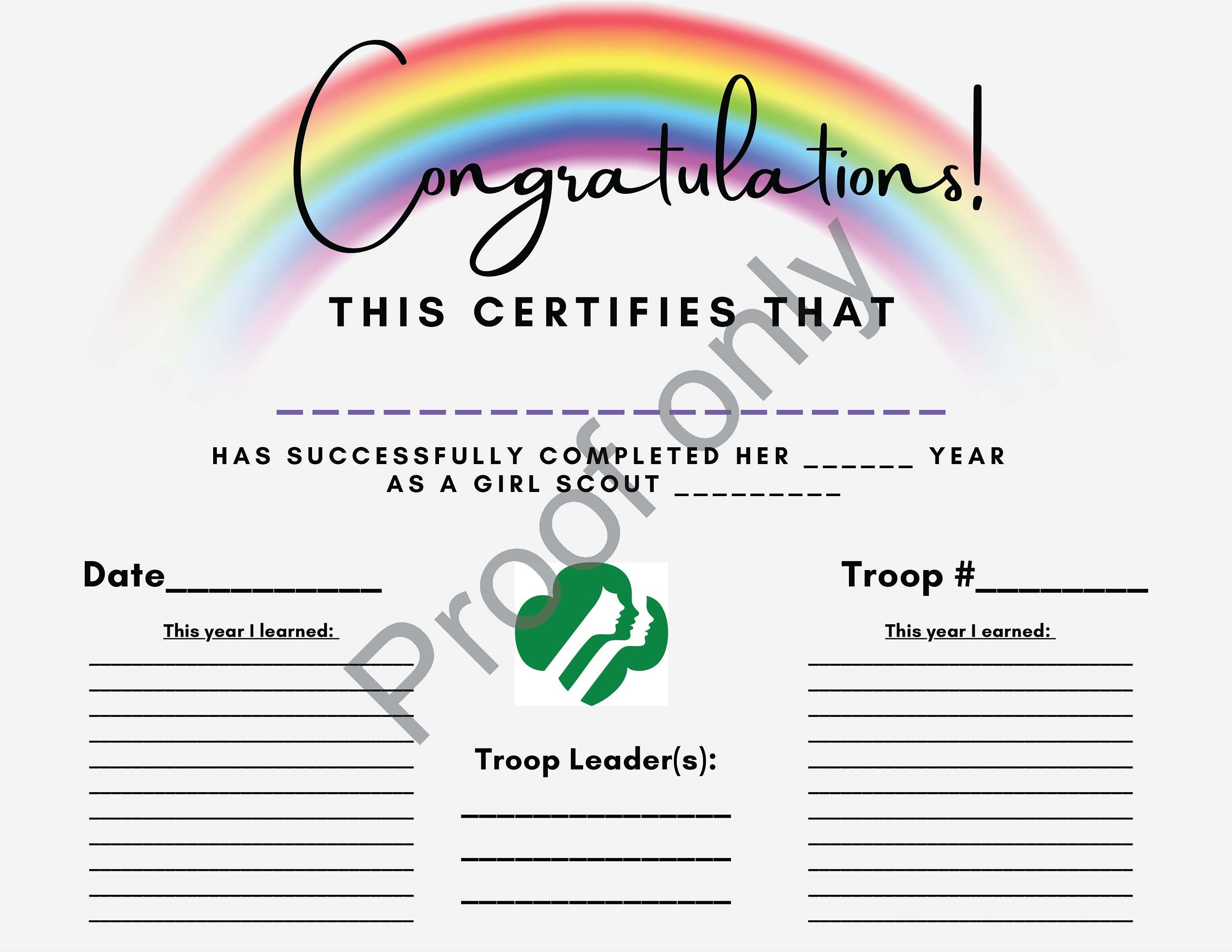 Girl Scout Bridging and End of Year Certificate - Etsy