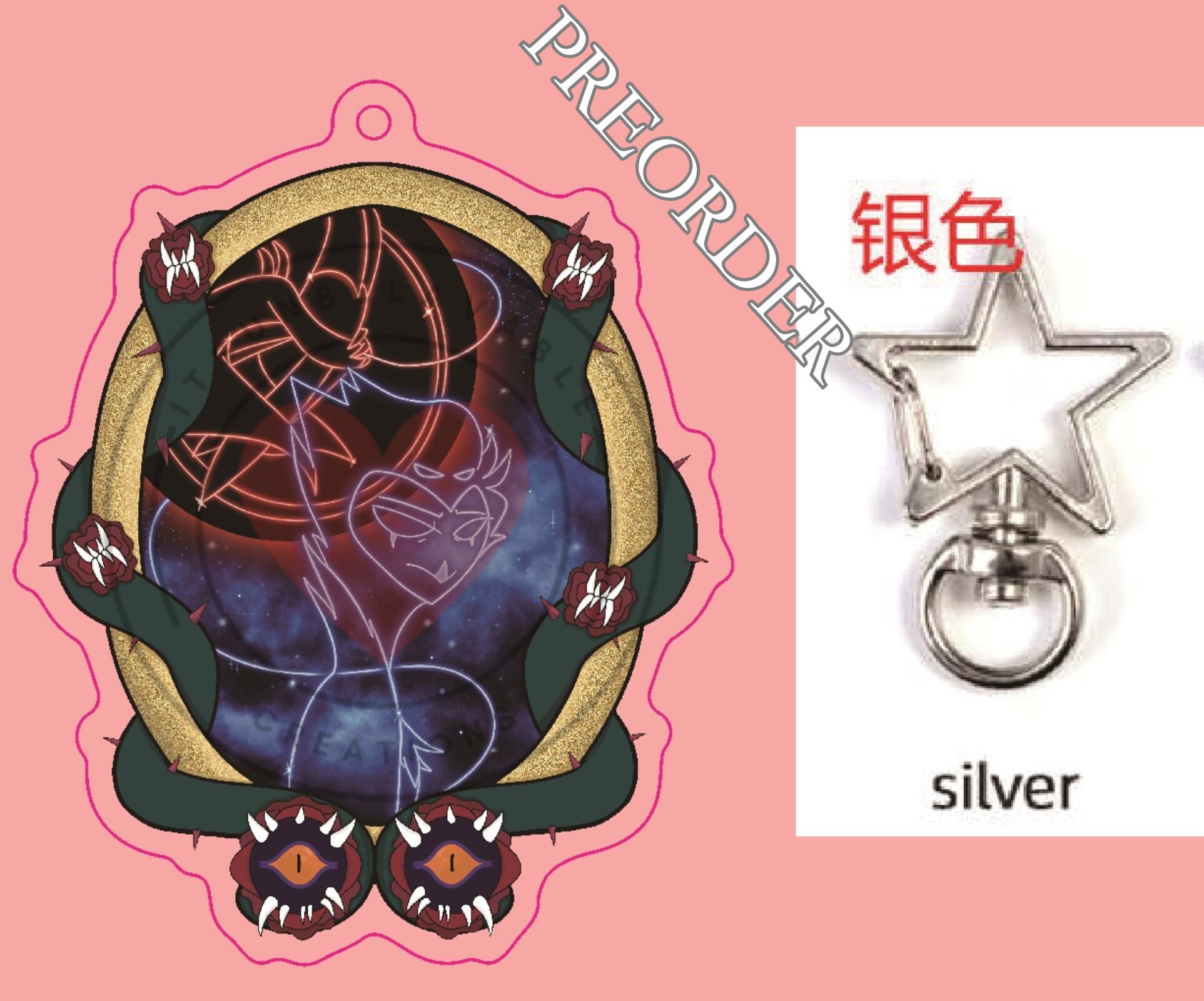 Just Look My Way Stolas & Blitz Keychain PREORDER Helluva Boss Clear ...