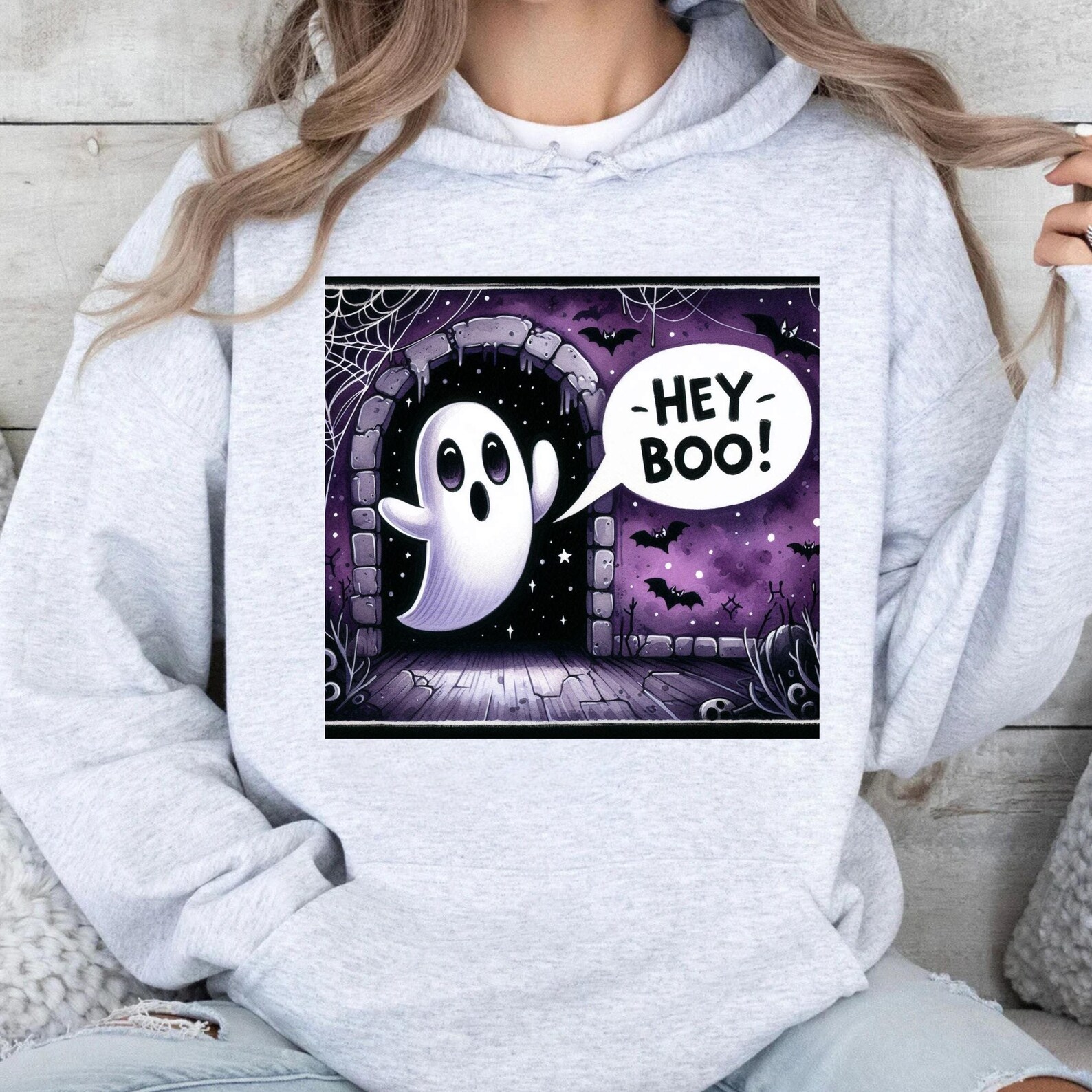 Hey Boo! Cute Halloween Ghost Digital Print | Spooky Wall Art ...
