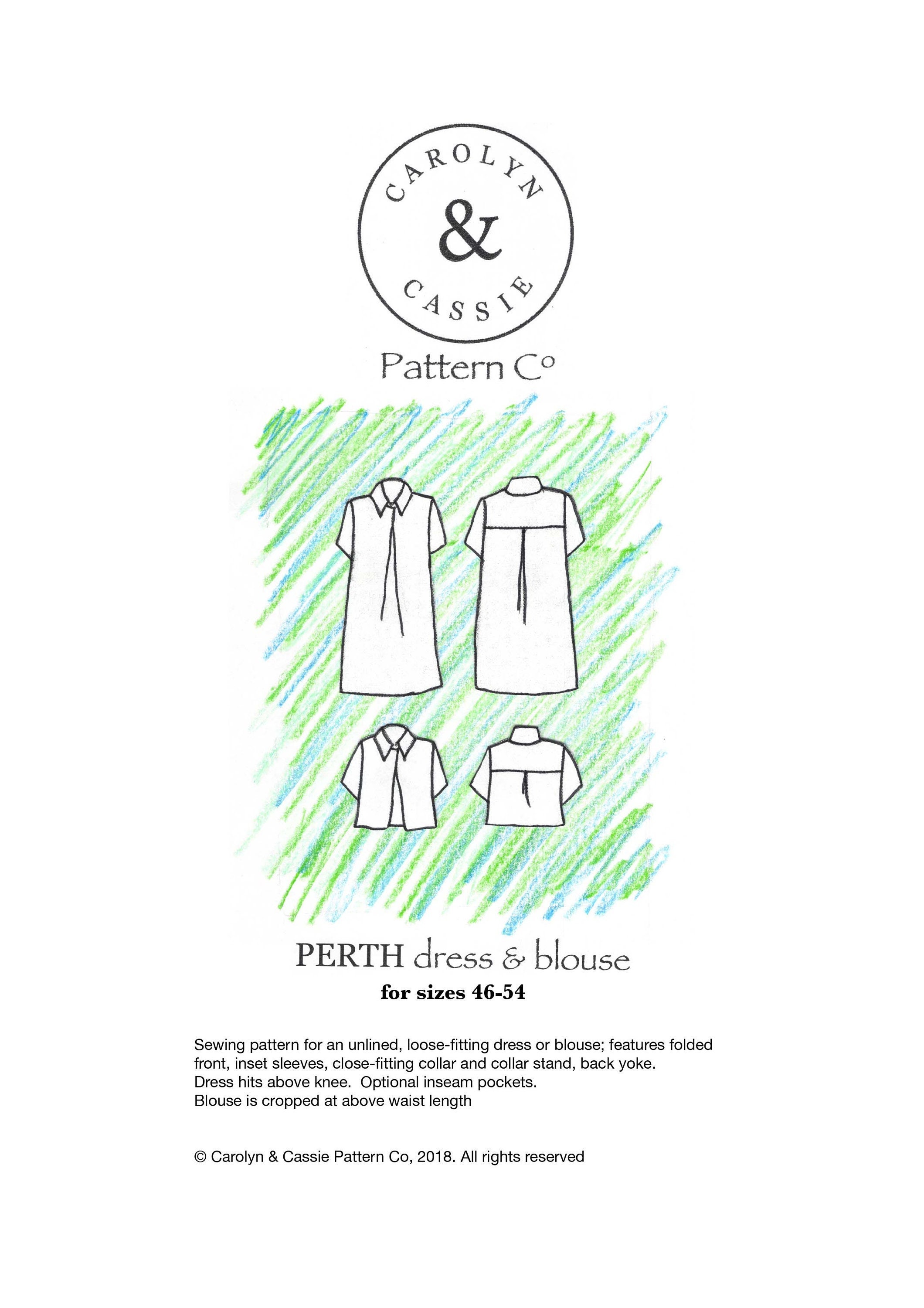 Perth Dress/blouse Pdf Sewing Pattern Size 46-54 - Etsy UK