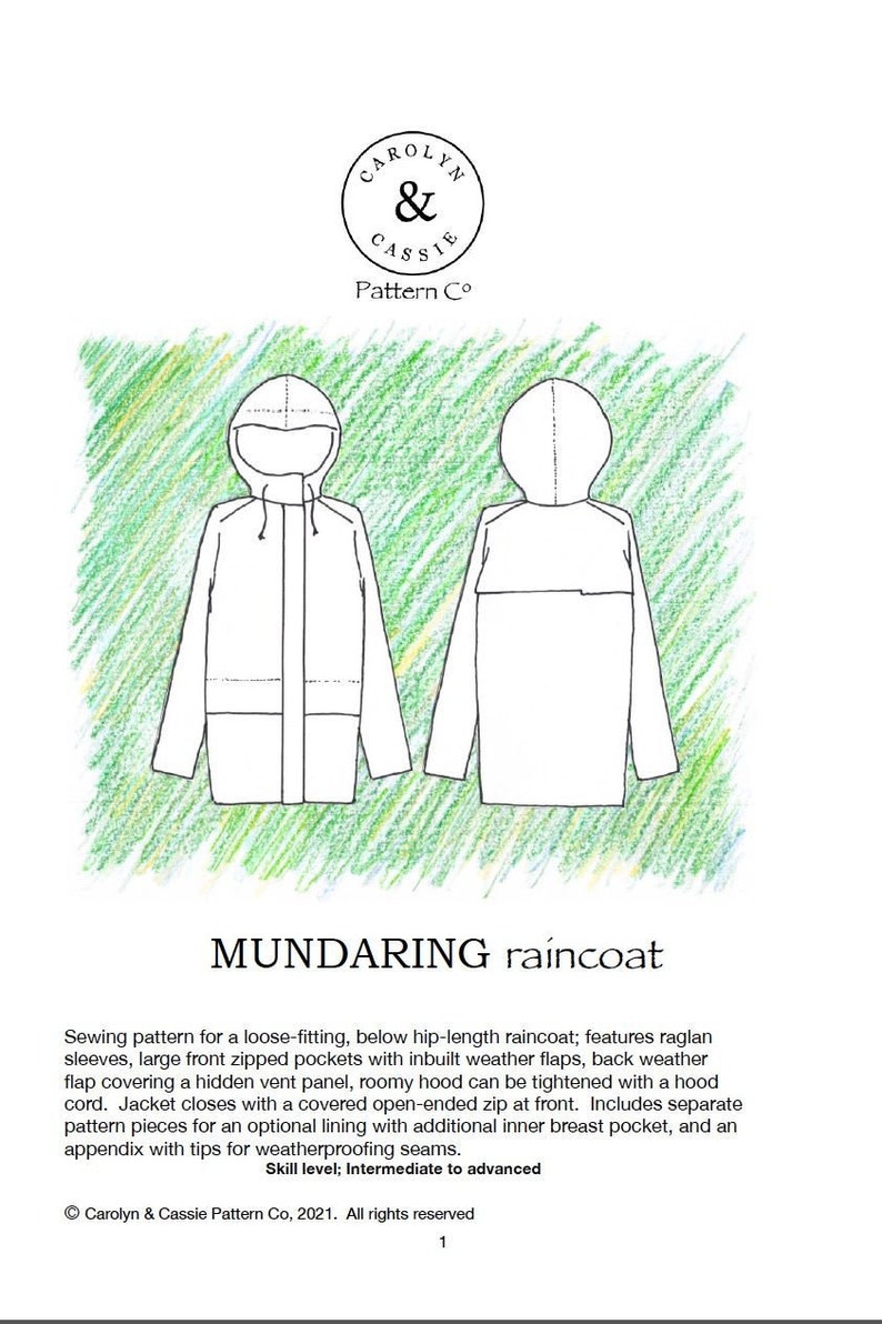 Mundaring Raincoat Pdf Sewing Pattern - Etsy