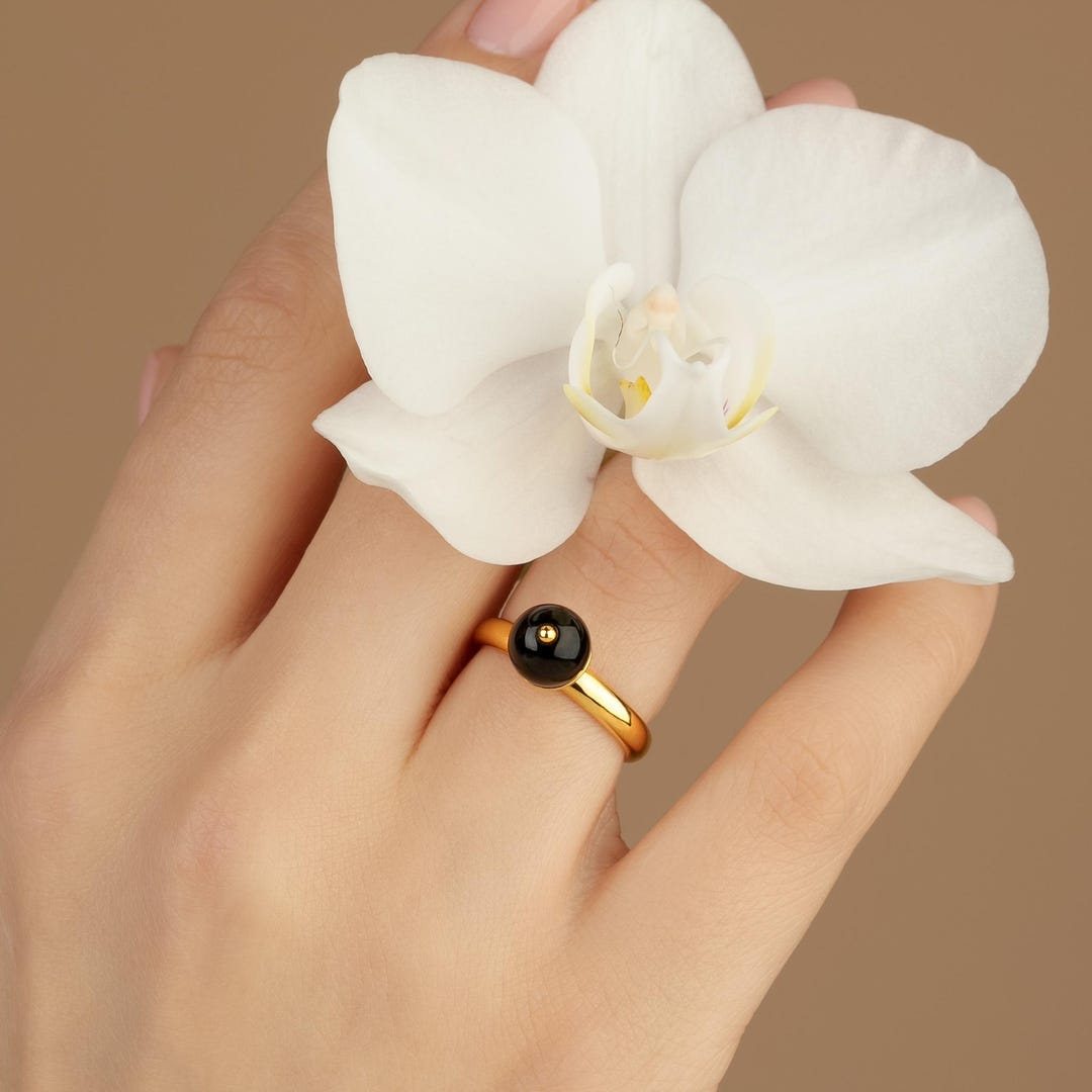 Red Baltic Amber Ring: 24K Gold Vermeil Sterling Silver - Etsy