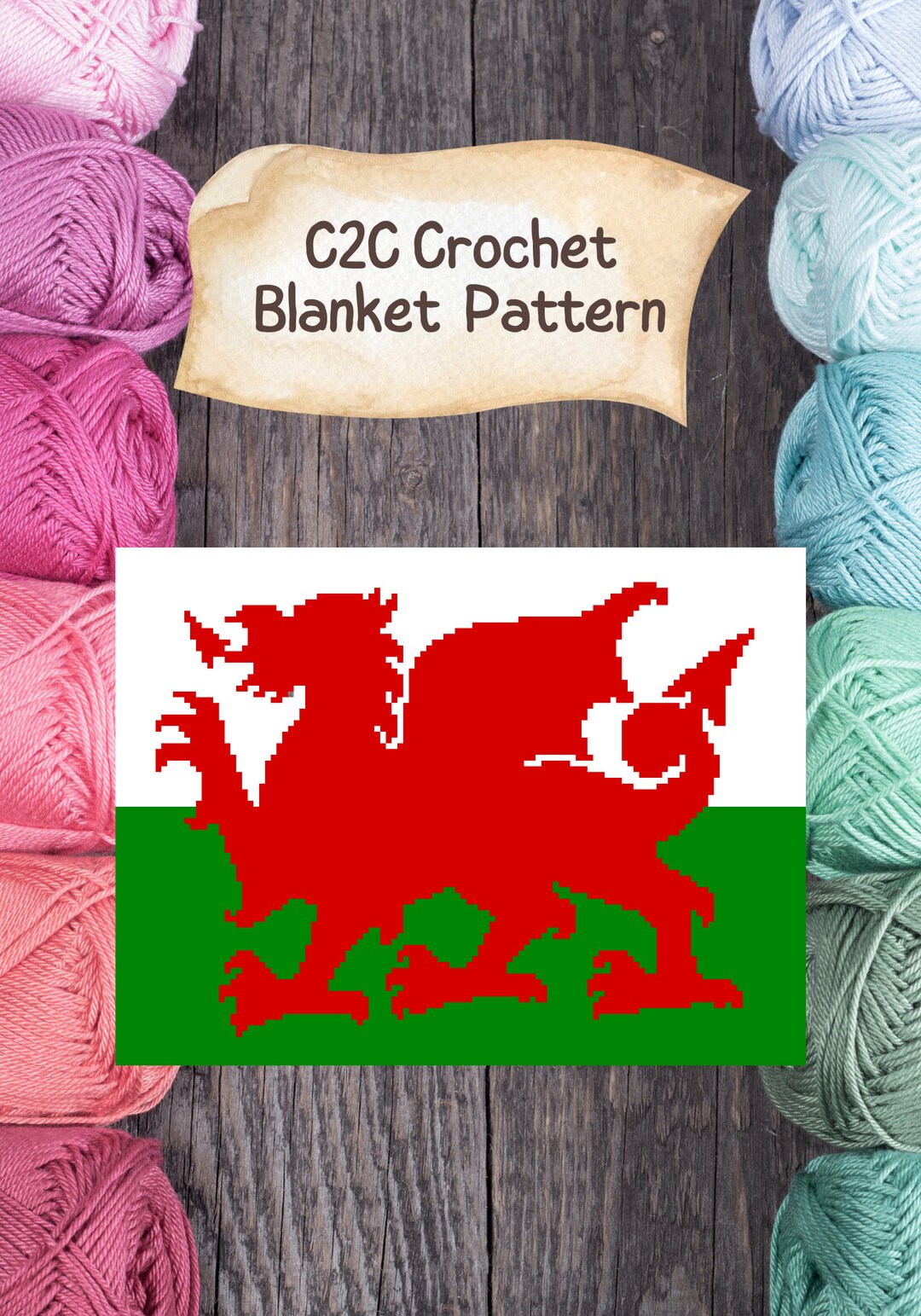 C2C Crochet Blanket Pattern, Wales Flag, PDF Digital Download - Etsy