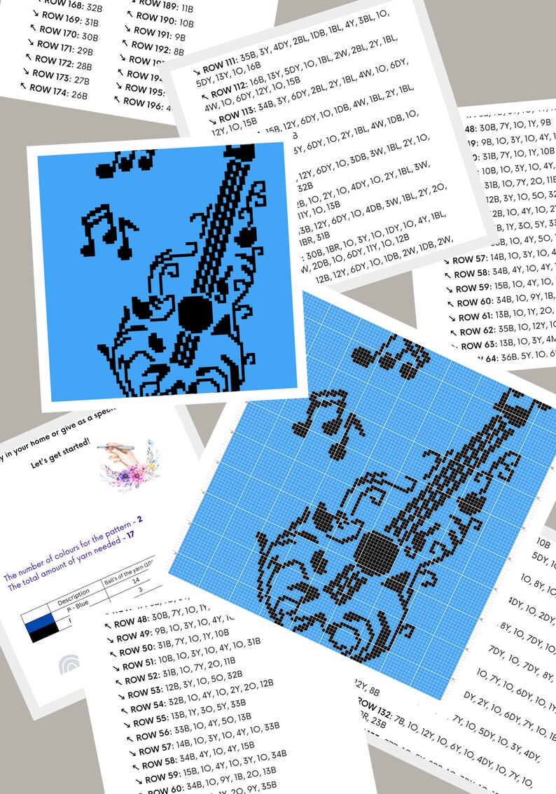 C2C Crochet Blanket Pattern, Guitar, PDF Digital Download - Etsy