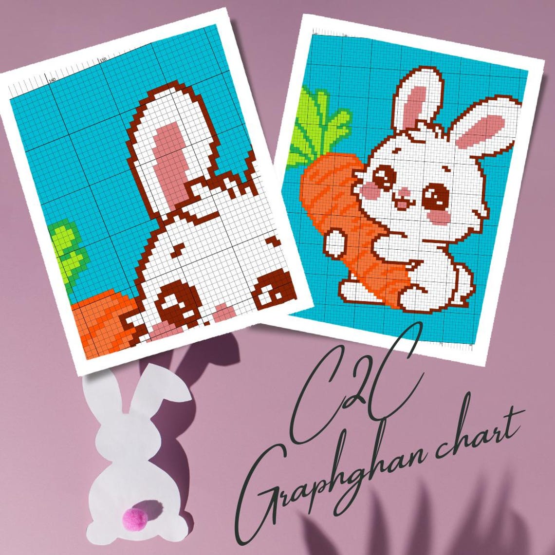 C2C Crochet Blanket Pattern, Bunny With Carrot, PDF Digital Download - Etsy