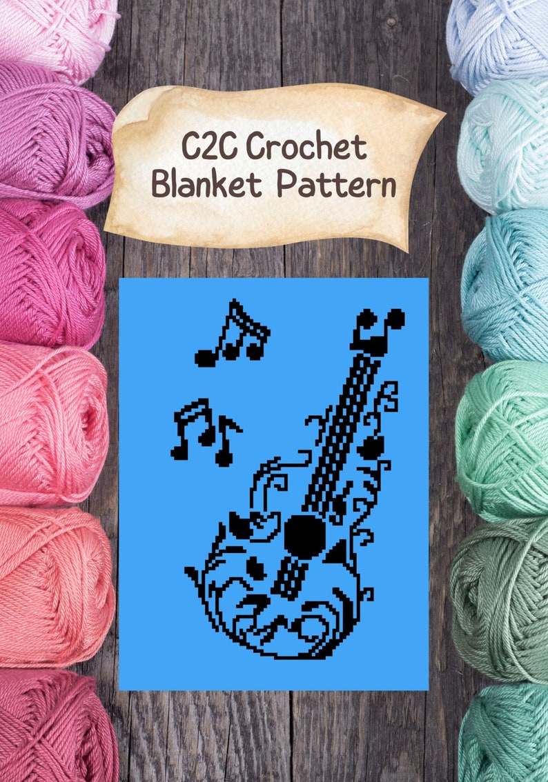 C2C Crochet Blanket Pattern, Guitar, PDF Digital Download - Etsy
