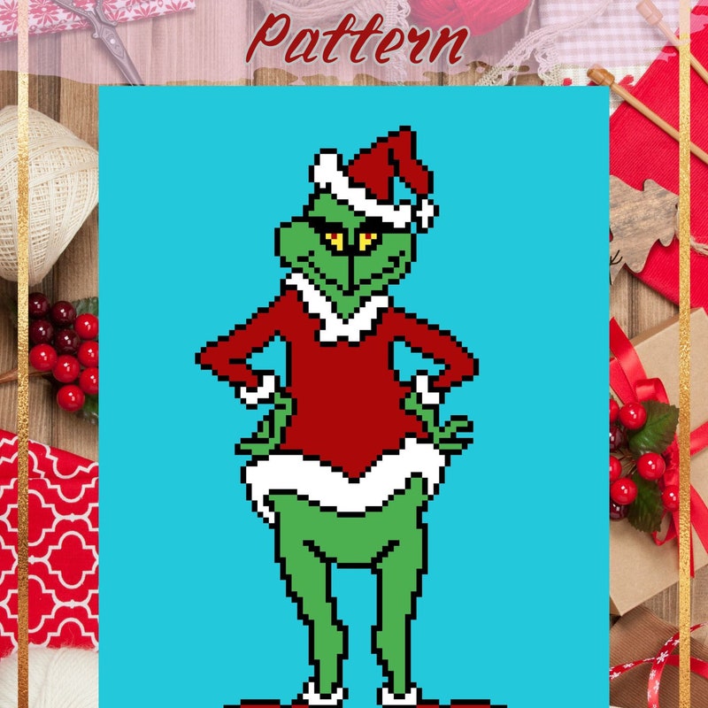 Grinch Pixel Art - Etsy