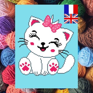 C2C Crochet Blanket Pattern, White Cat, PDF Digital Download - Etsy