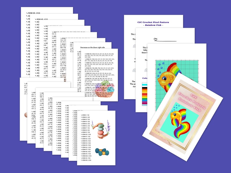 C2C Crochet Blanket Pattern, Rainbow Fish, PDF Digital Download - Etsy ...