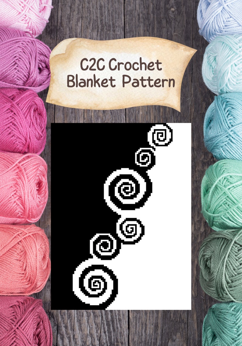 C2C Crochet Blanket Pattern Black & White Swirls PDF Download - Etsy