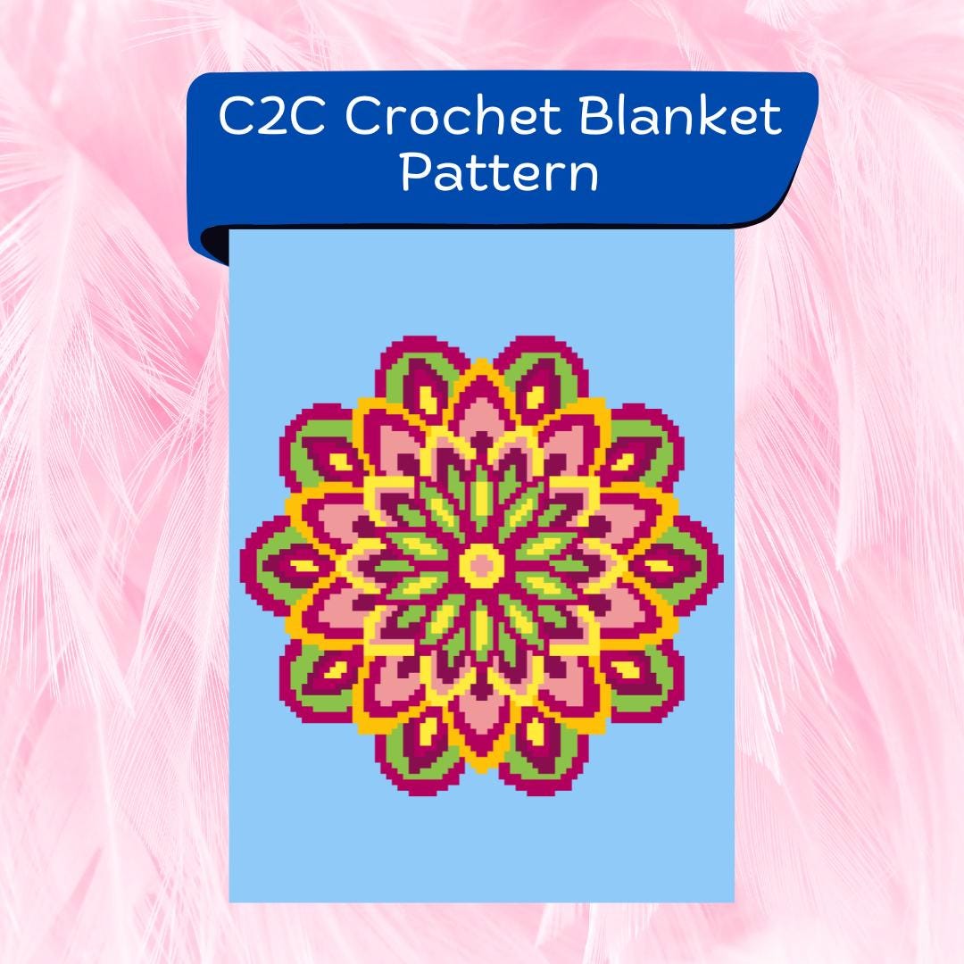 C2C Mandala Crochet Blanket Pattern PDF | Colourful Pixel Crochet Chart ...