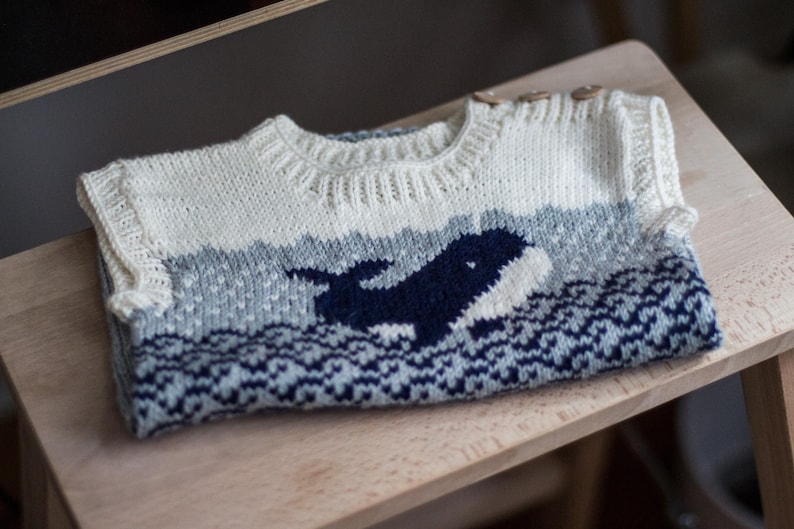 Whale Sweater Knitting Pattern, Sleeveless Kids Vest (digital Pattern ...