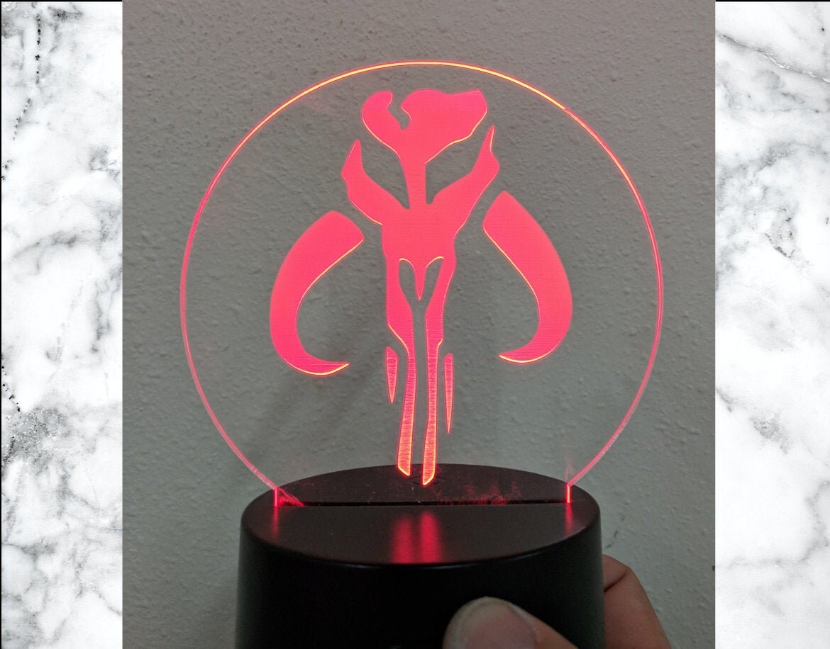 MANDALORIAN Acrylic Lamp, Edge Lit Light, Acrylic Night Light, Acrylic ...