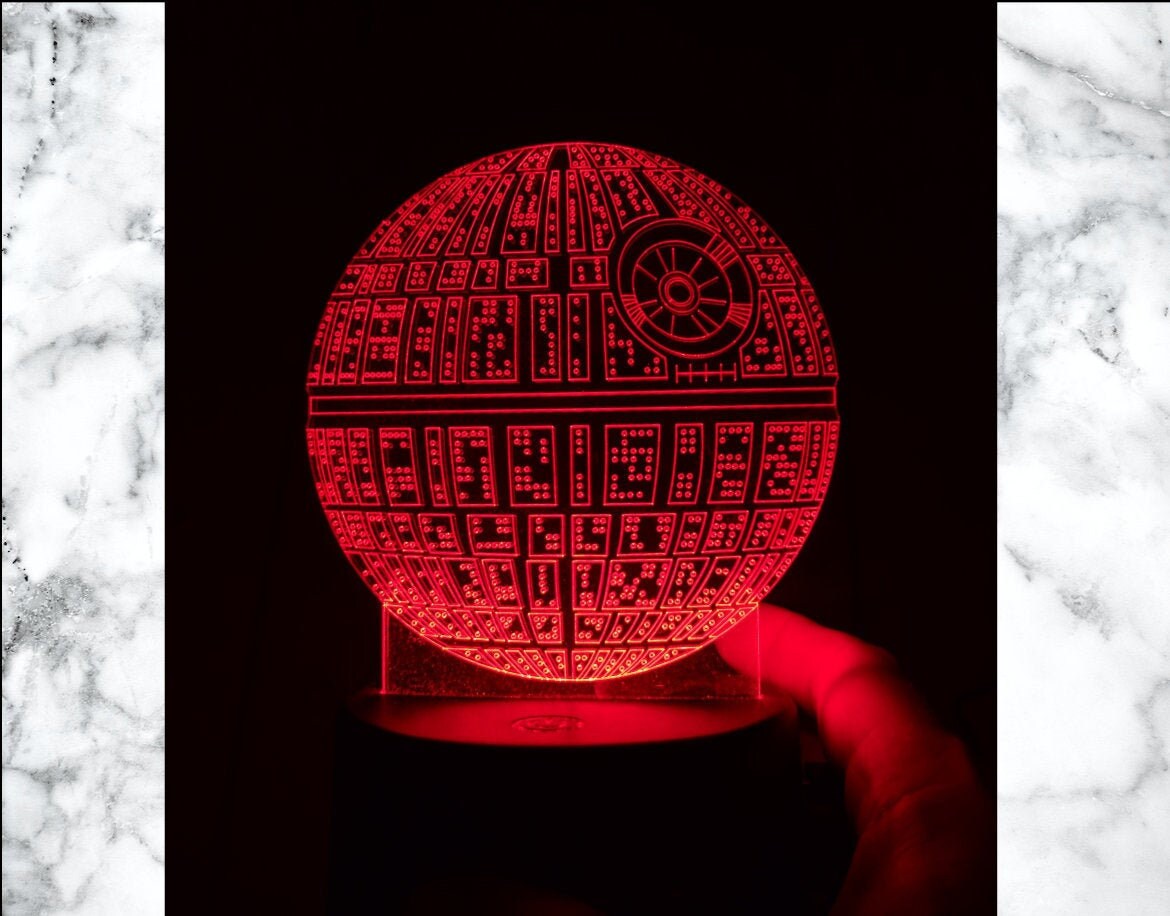 Death Star Acrylic Lamp, Edge Lit Light, Acrylic Night Light, Acrylic ...