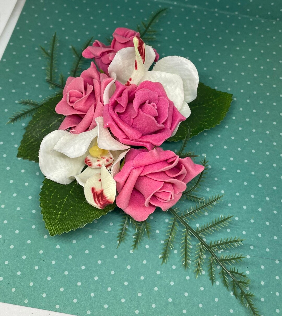 Deadstock Vintage Pink Orchid Corsage Pin, Rockabilly Wedding Corsage ...