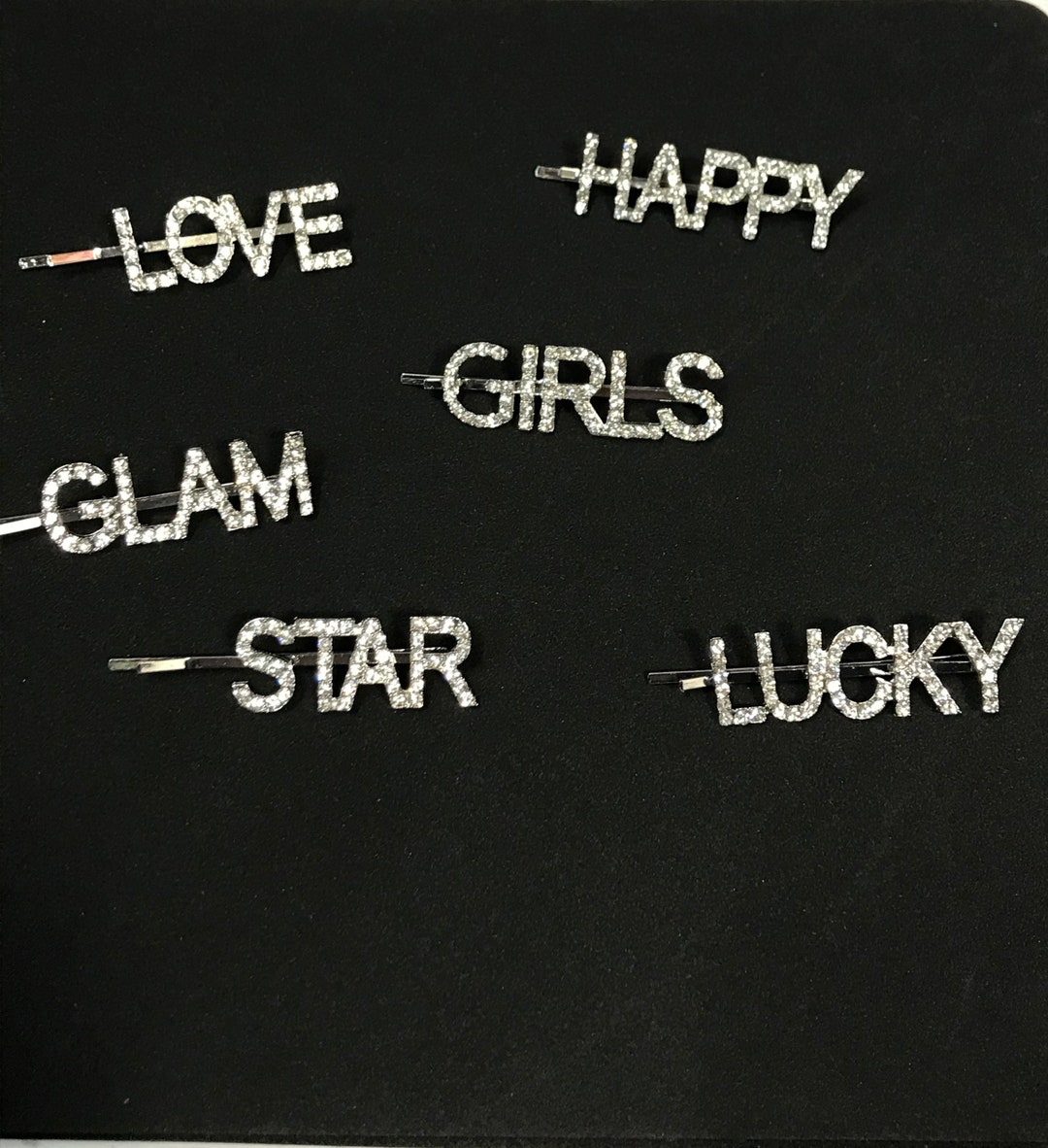 Quirky Cute: Crystal Word Hair Pins, Bridesmaid Hair Pins, X2 Hen Party ...