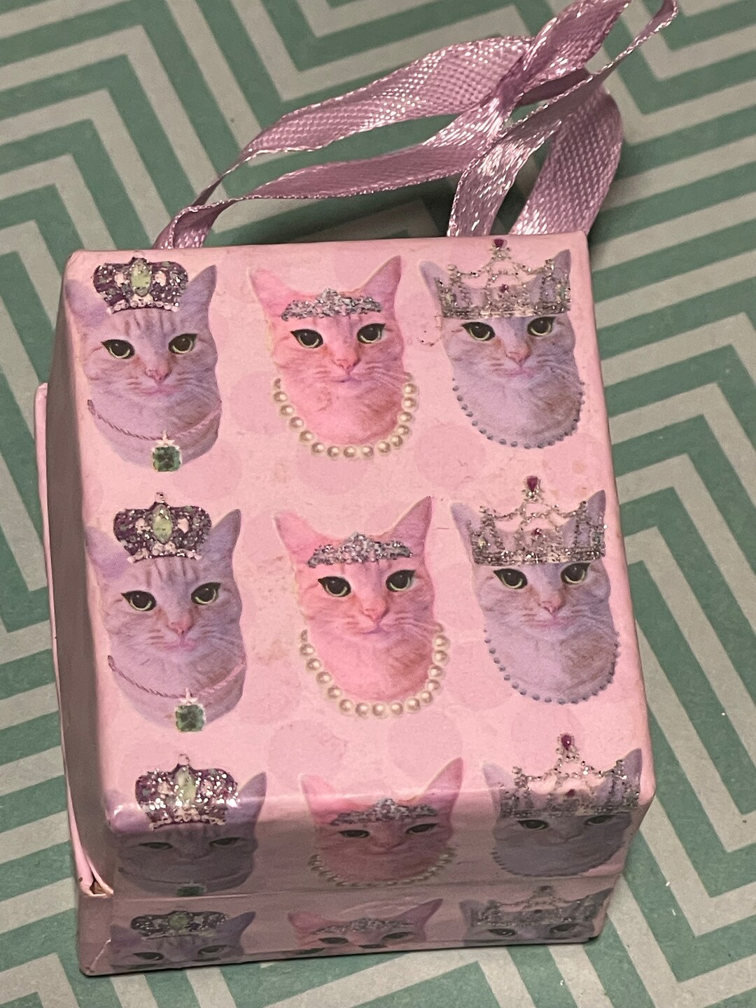 Quirky Pink Kitten Jewelry Box: Tiaras & Satin Lining - Etsy