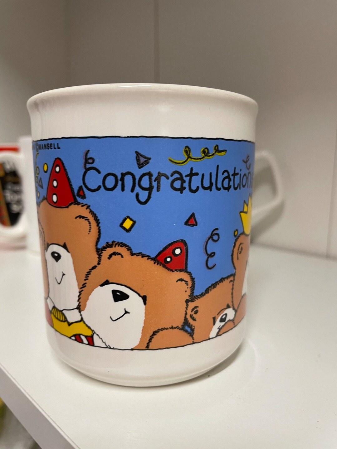 Vintage Congratulations China Mug: Teddy Bears & Party Hats - Etsy