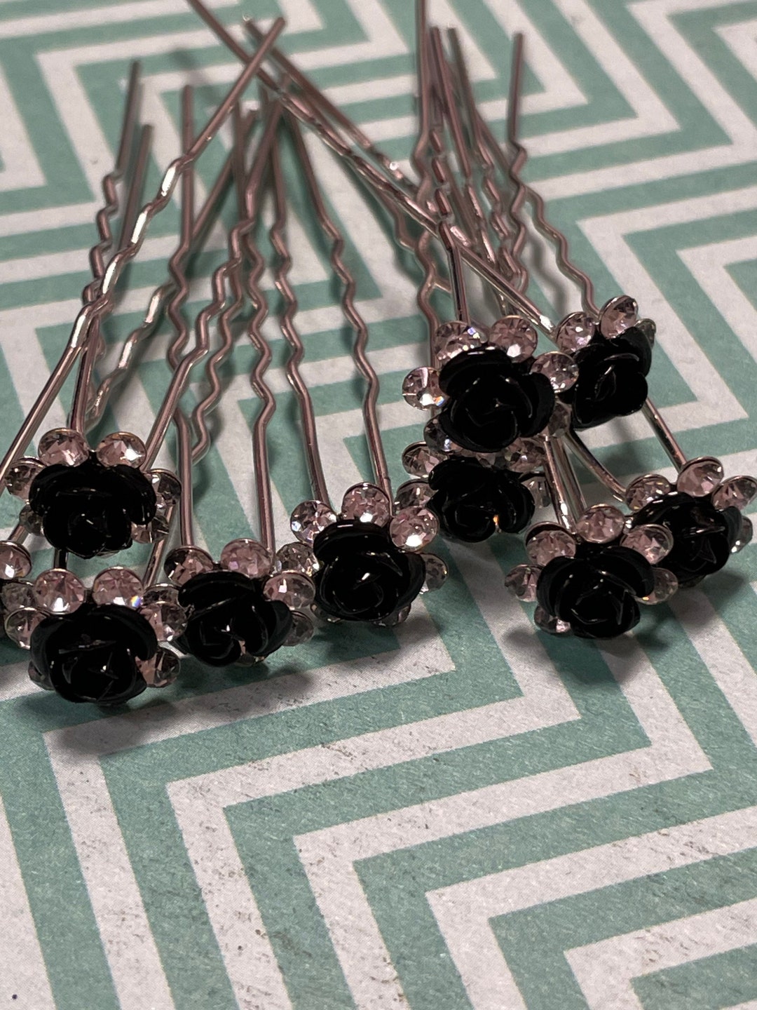 Black Rose Hair Pins Gothic Bride Hair Pins Gothic - Etsy