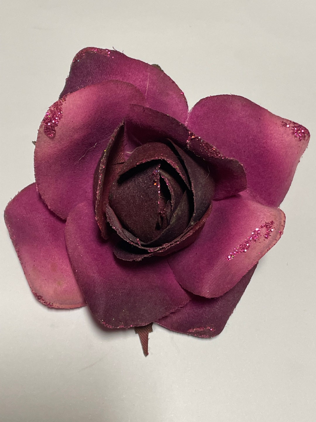 Quirky Cute: 1x Realistic, Real Touch Faux Flower, Glitter Burgundy ...