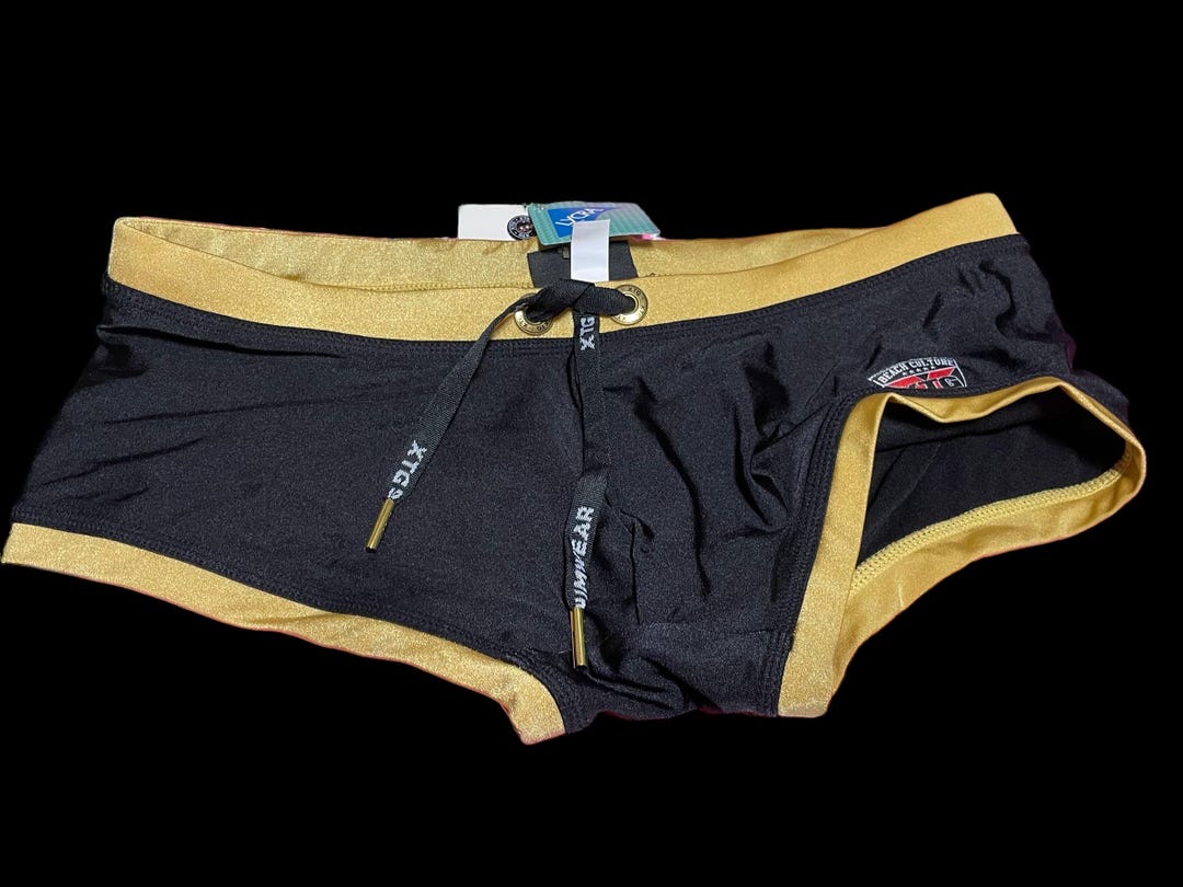 XTG Black & Gold Swim Briefs - Mens Beachwear (size L) - Etsy