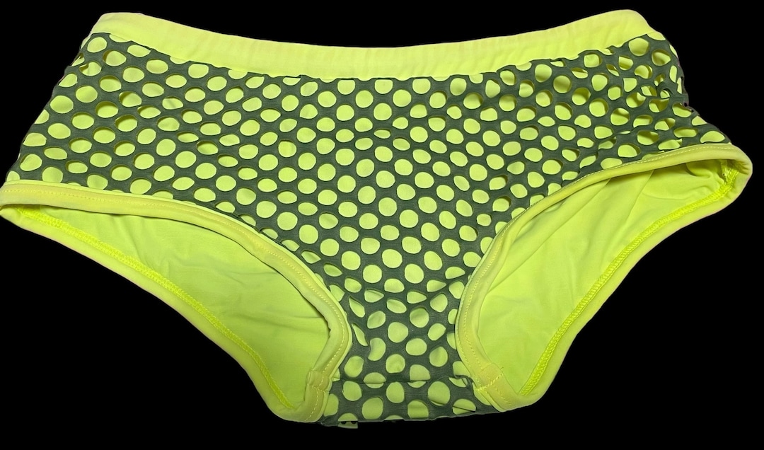 Quirky Cute: Neon Green Mens Swimming Trunks, Lime Green and Grey Net ...