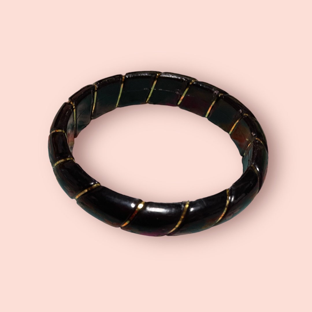 Quirky Cute: Black and Gold Plastic Bangle - Etsy