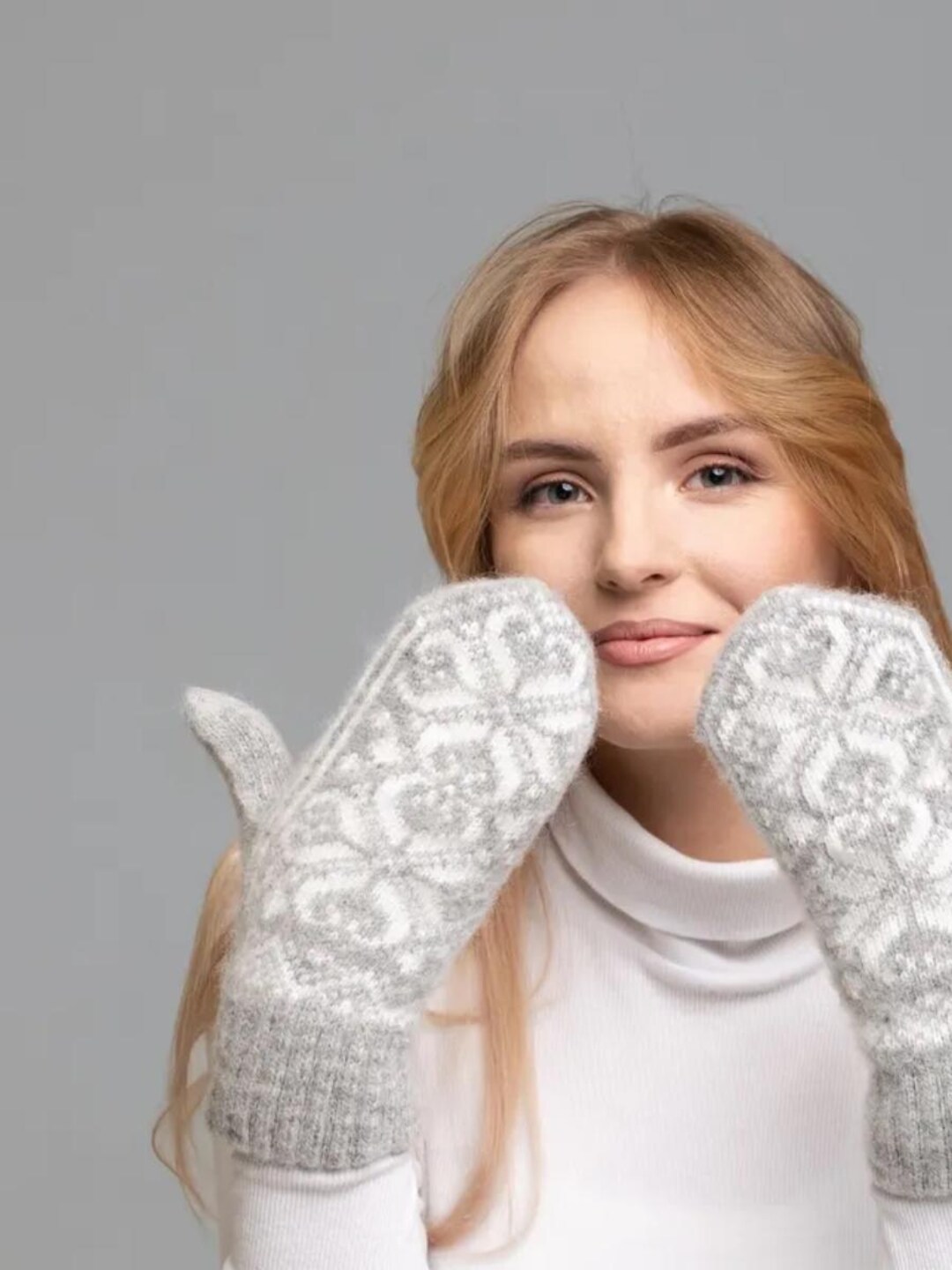 Norwegian Mittens Hand Knit , Women's Mittens Made of Natural Goat Down ...