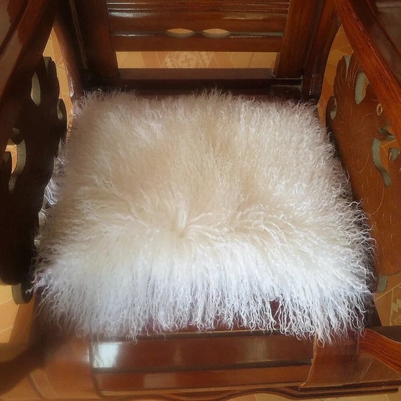 Mangolian Fur Chair Pad Mangolian Sheepskin Stool Cover - Etsy