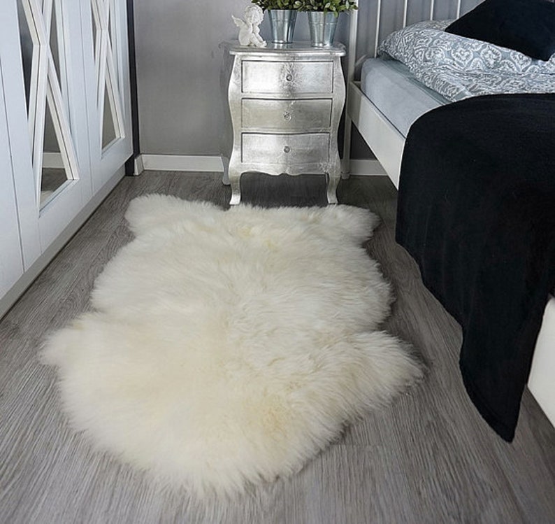 Genuine Sheepskin Rug Single Pelt Ivory White Sheep Skin Rug Sheepskin ...