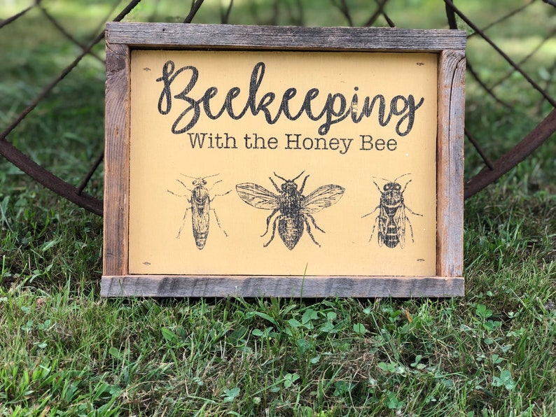 Beekeeping With the Honey Bee Sign Farmhouse Sign Rustic - Etsy