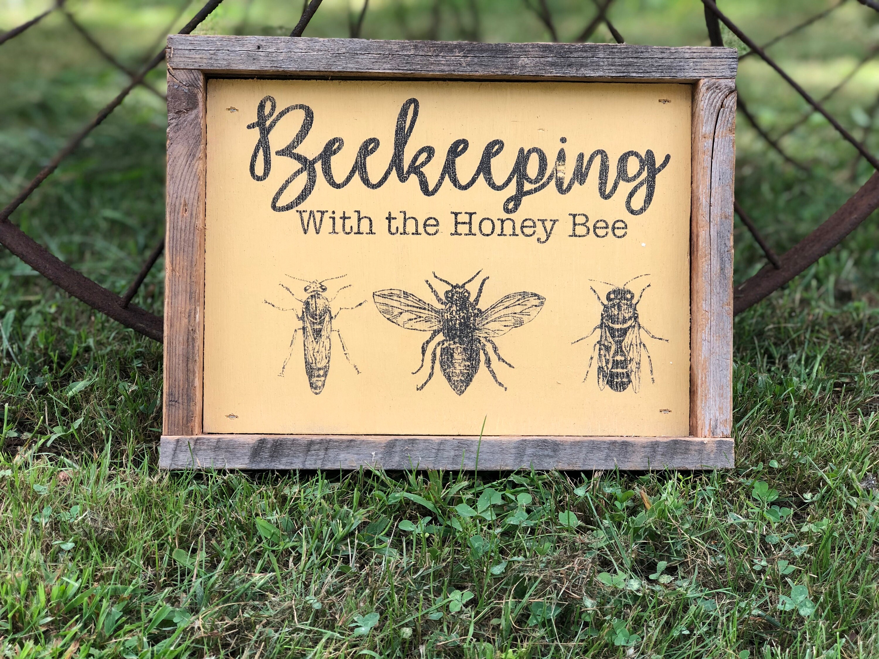Beekeeping With the Honey Bee Sign Farmhouse Sign Rustic | Etsy