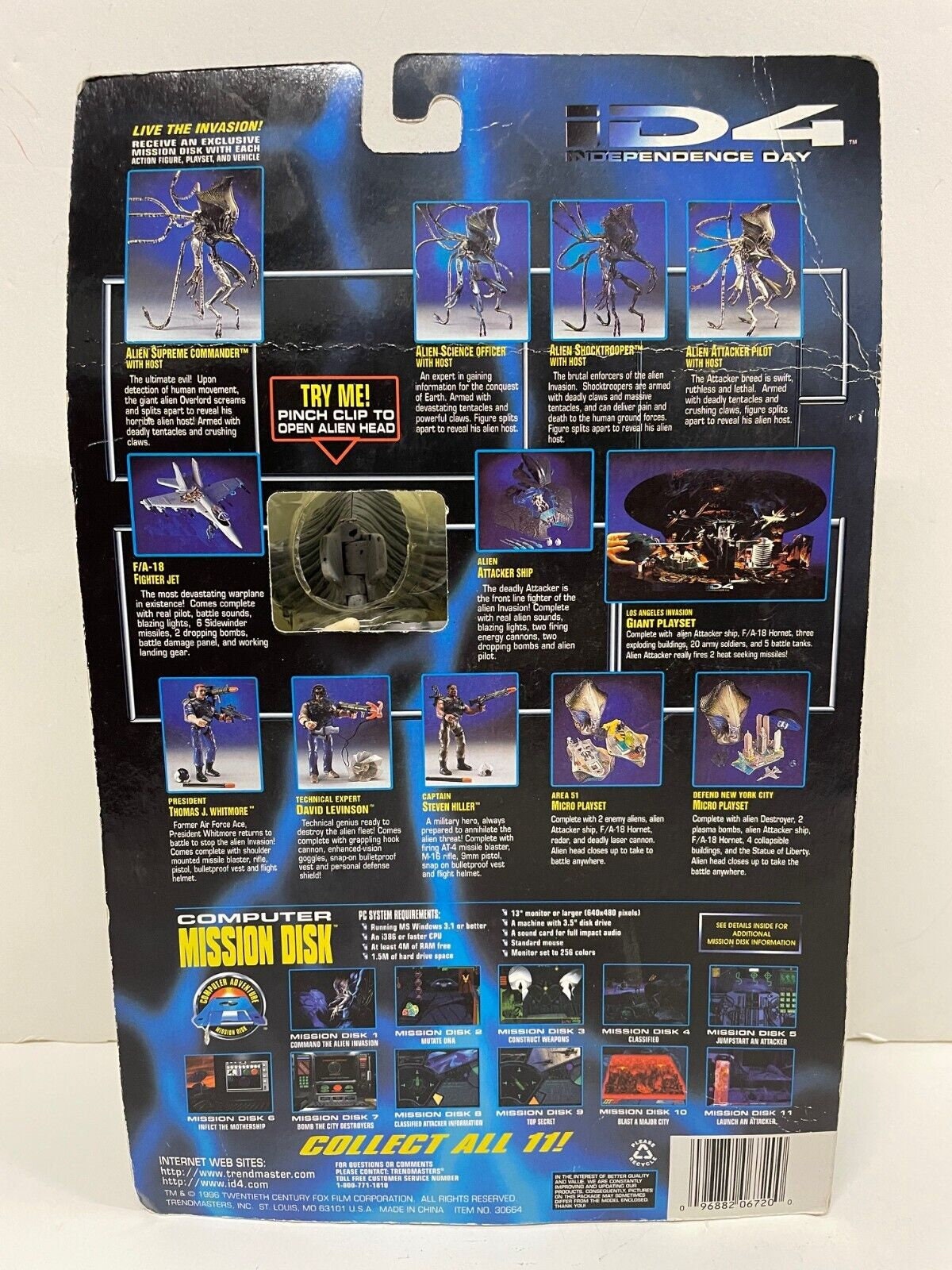 Independence Day ID4 Alien Zero Gravity Figure, Trendmasters 1996 ...
