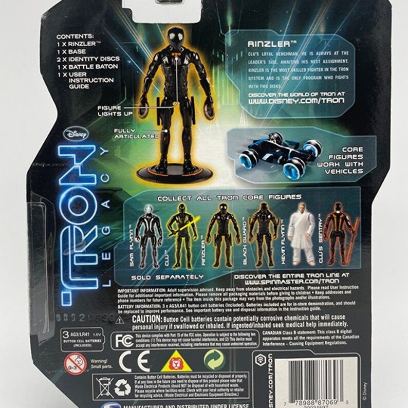 Tron Legacy Rinzler 4 Action Figure, Disney Spin Master Series 1/2 - Etsy