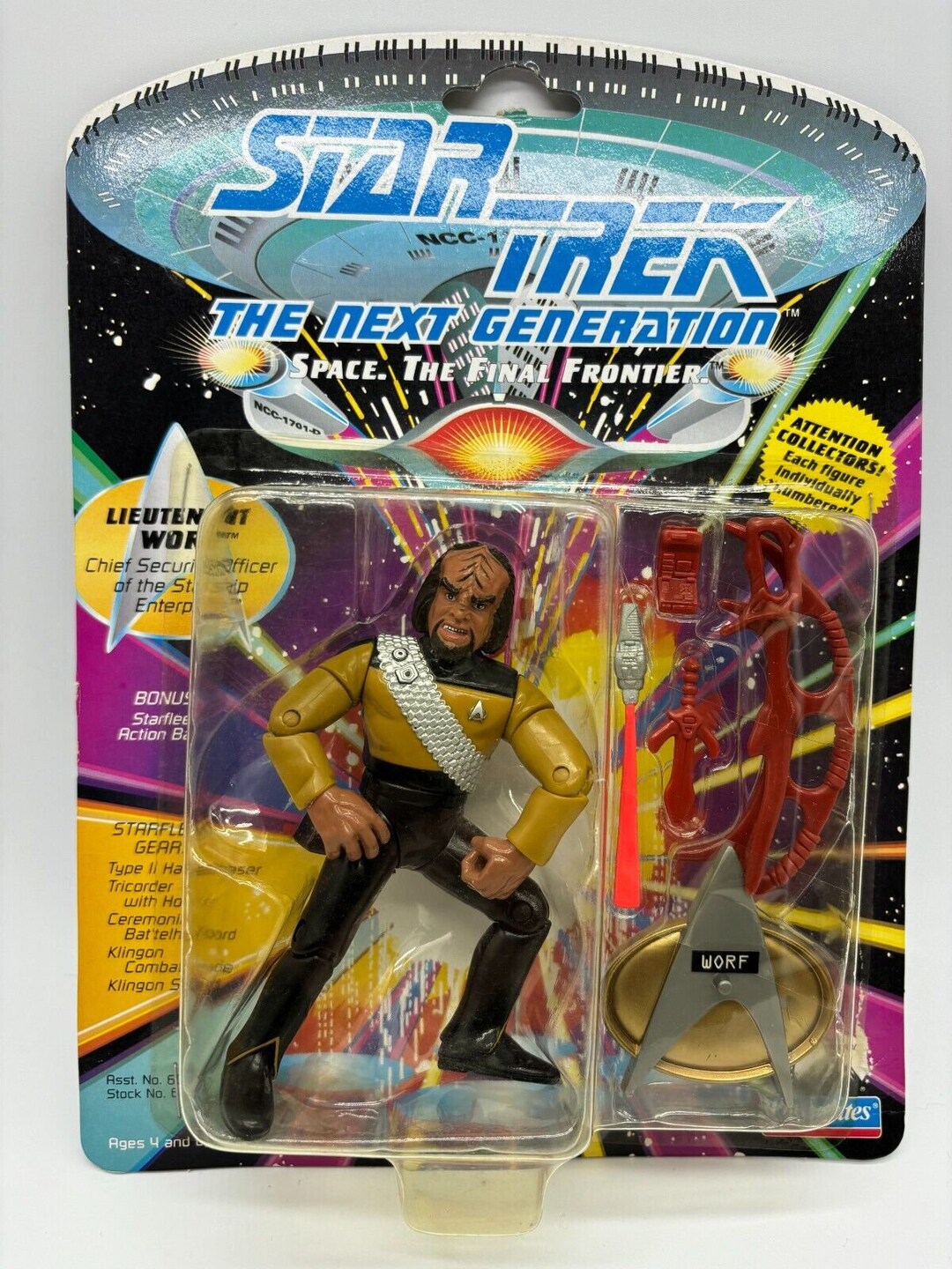 Star Trek Next Generation Playmates Lt Worf Action Figure Sealed 1992 ...