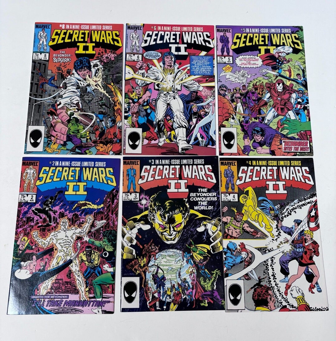 Marvel Secret Wars II 2 Lot of 6 Comic Books, 2 3 4 5 6 8 Vintage Hulk ...