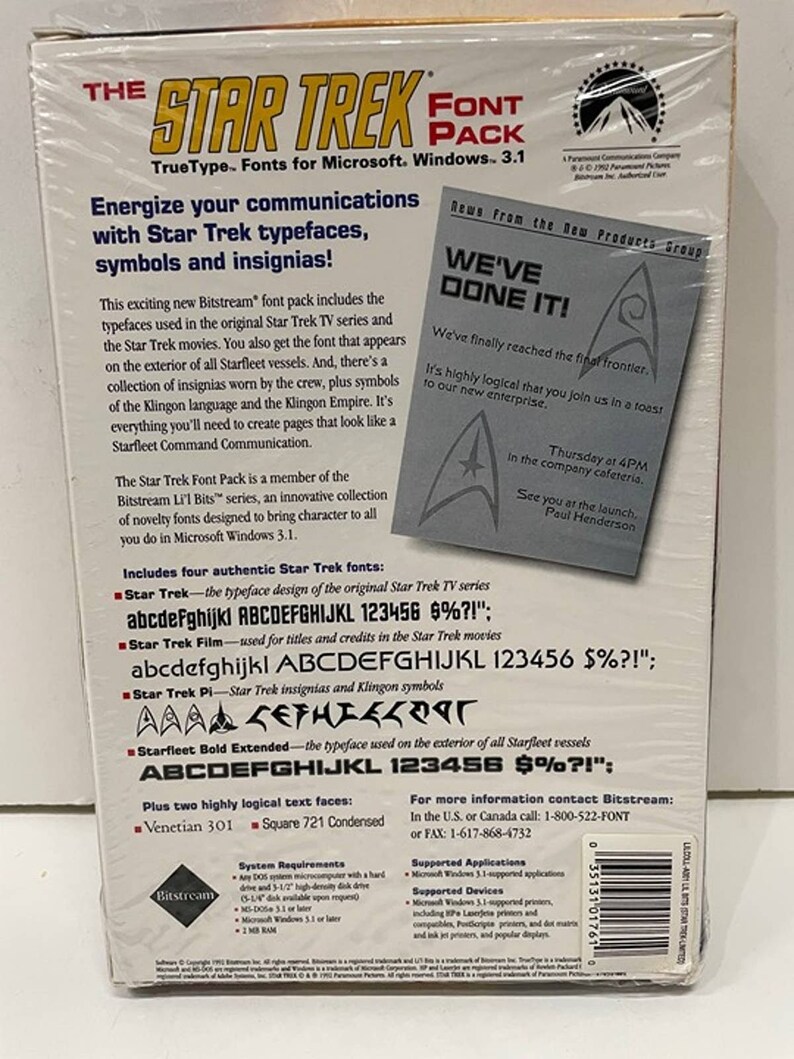 Star Trek Font Pack MS-DOS / Windows 3.1 Collectors Edition - Etsy