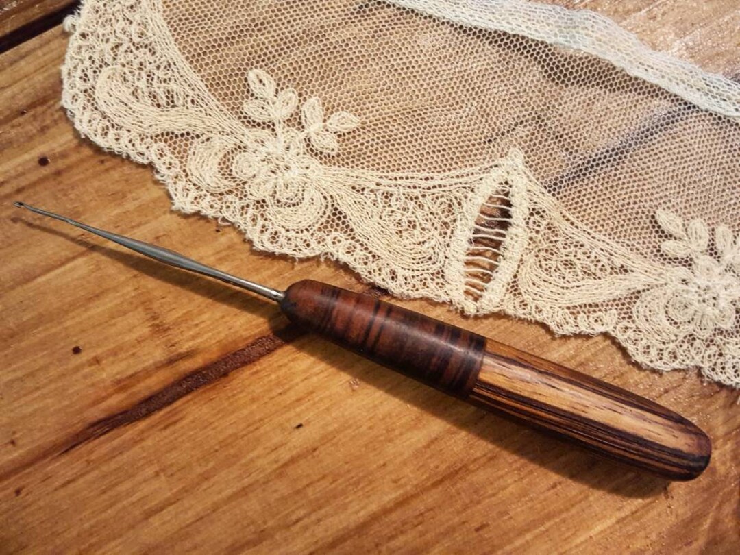 Handmade Wooden Handled Crochet Hook Ergonomic Zebra Wood / Ironwood ...