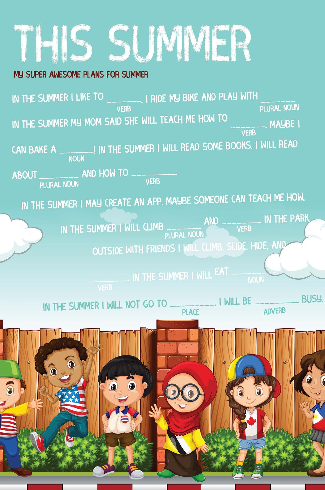 Summer Mad Lib Collection interactive Distance Learning Activities - Etsy