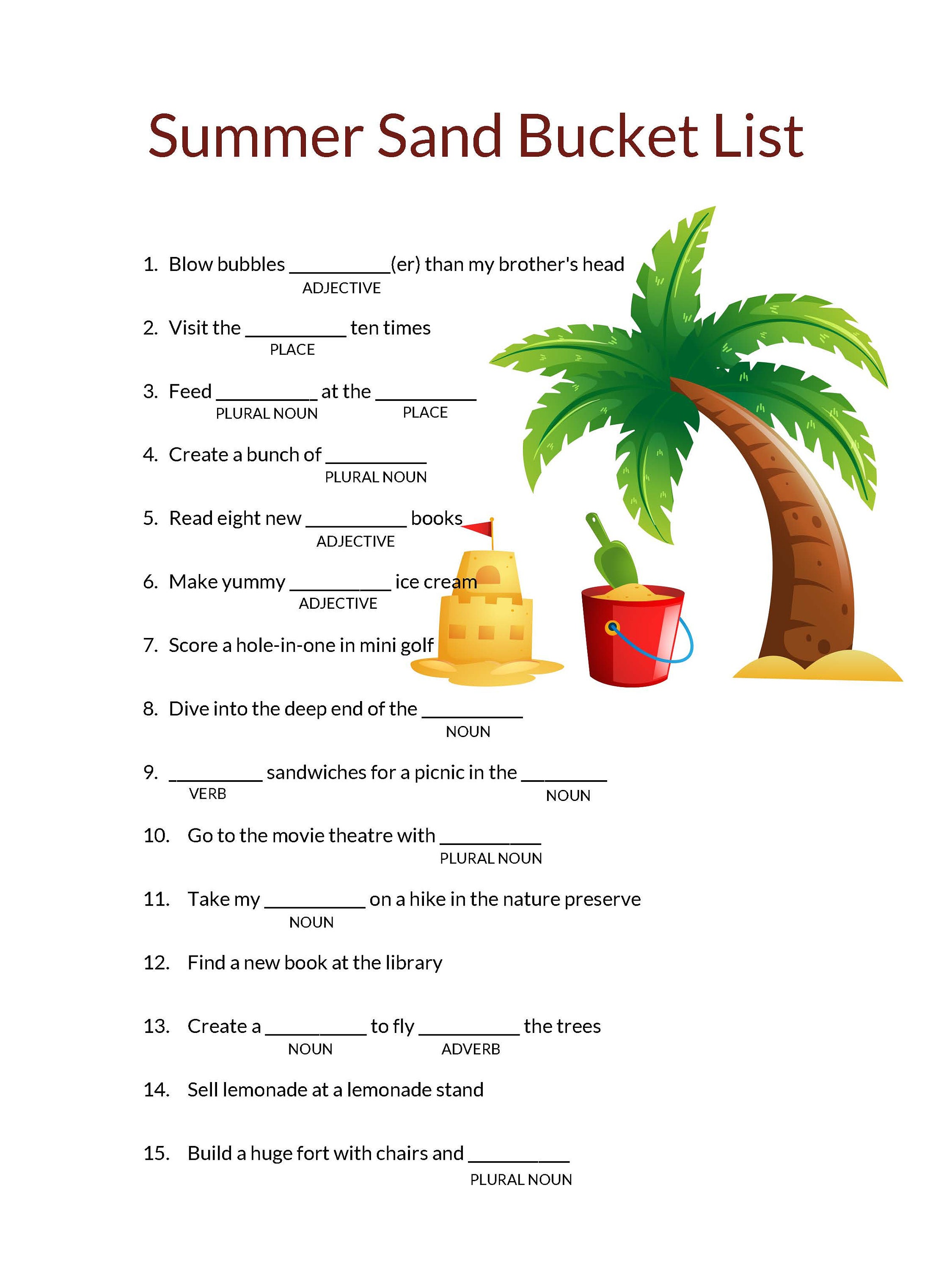 Summer Mad Lib Collection interactive Distance Learning Activities - Etsy