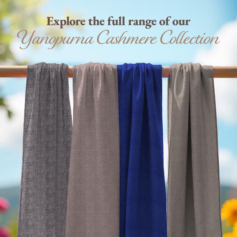 Fine Cashmere Scarf | Check Pattern | Gray | 190 Cm X 68 Cm | Handwoven ...