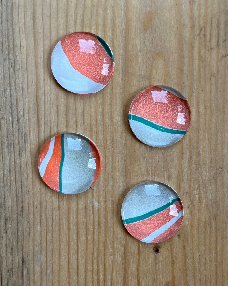 Marbled Paper Glass Magnets set of Four Super Strong - Etsy