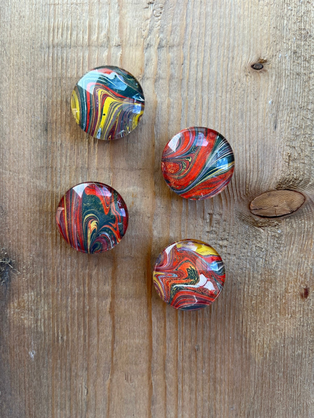 Marbled Paper Glass Magnets (set of Four) | Super Strong Magnets ...