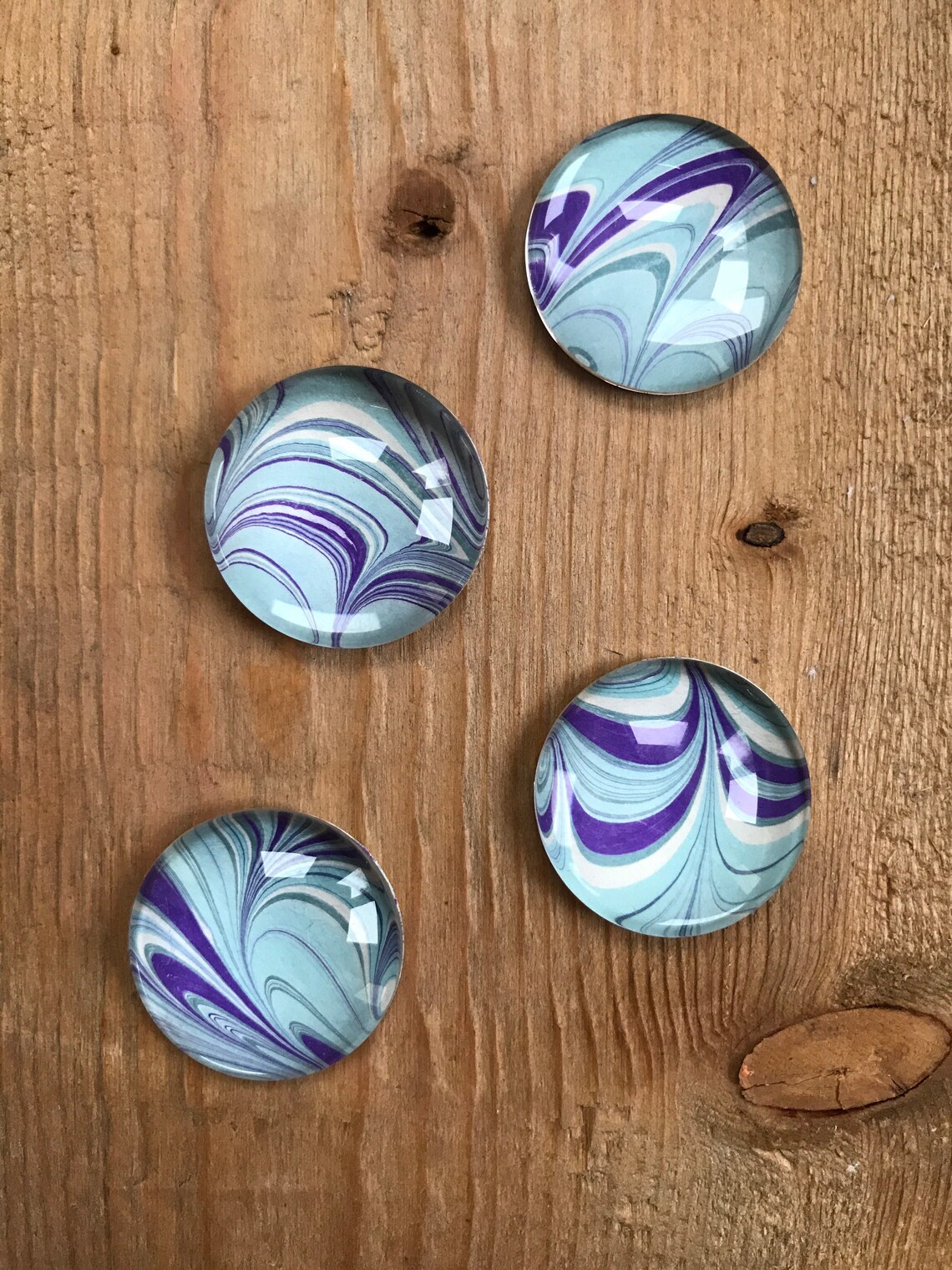Marbled Paper Glass Magnets set of Four Super Strong | Etsy