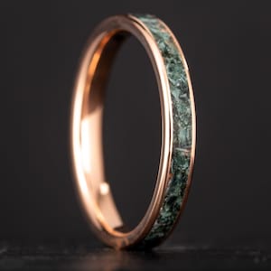 Thin Rose Gold Isle Royale Greenstone Inlay Ring - Etsy