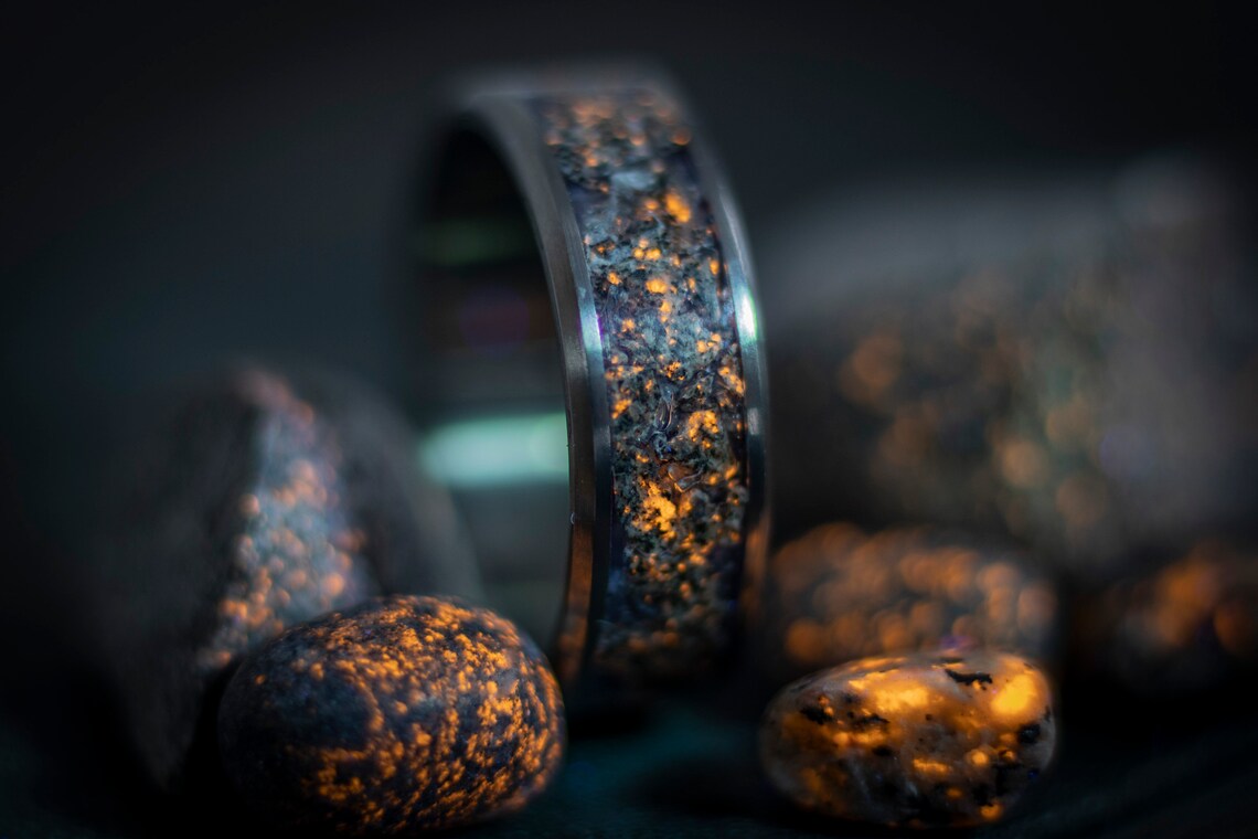 Michigan Yooper Glow Stone Rings Titanium Band | Etsy