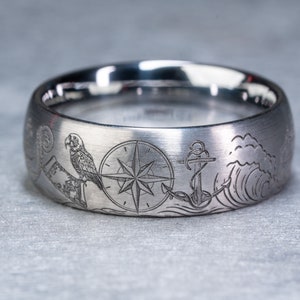 High-seas Adventure - Nautical Tungsten Band - Etsy